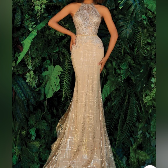 Dresses | Promformal Dress Gold Backless Gown Mermaid Sequin | Poshmark